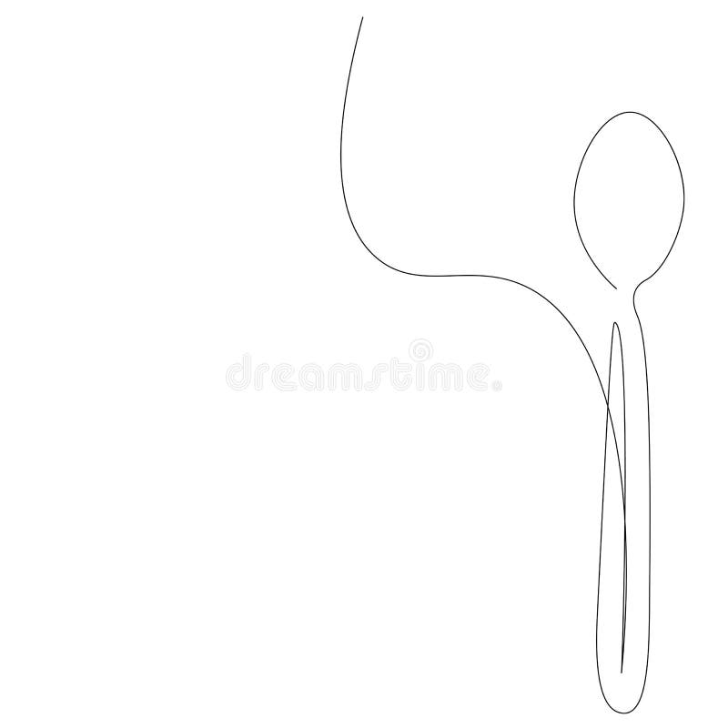 Spoon Line Drawing Vector Illustration Stock Vector - Illustration of ...