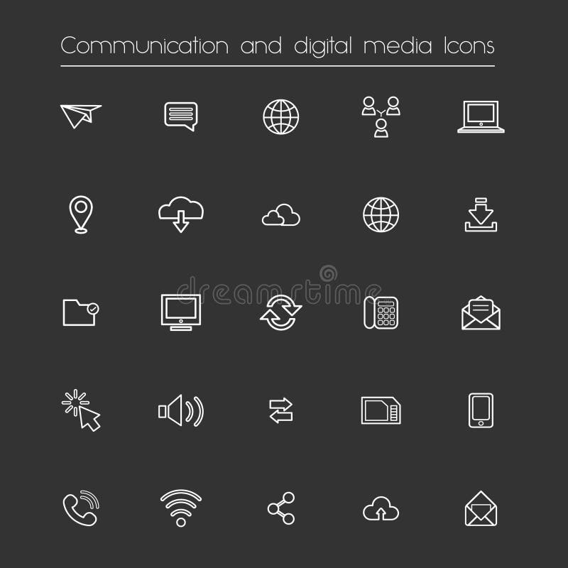 Collection of Communication and Business Symbols. Contact, E-mail ...