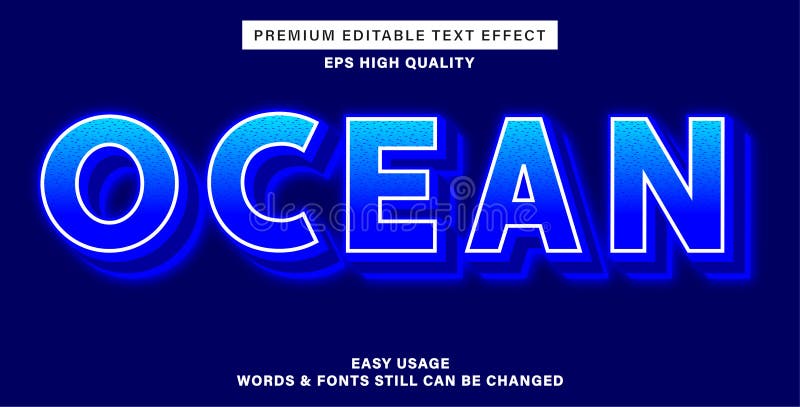 Editable Text Effect Ocean Style Stock Vector - Illustration of graphic ...