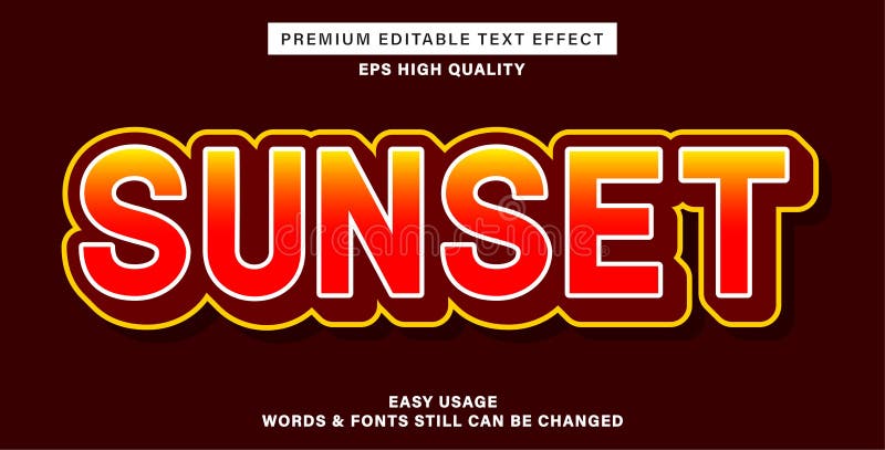 Editable Text Effect Sunset Style Stock Vector - Illustration of ...
