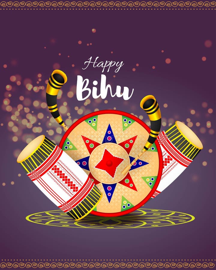 Vector Illustration of Happy Bihu. Stock Vector - Illustration of dhol ...