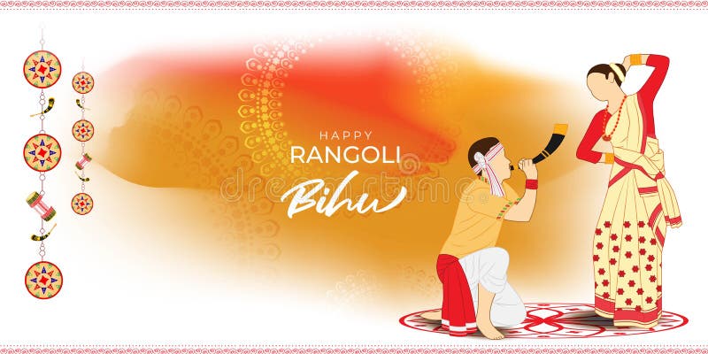 Vector Illustration of Happy Bihu. Stock Vector - Illustration of bohag ...