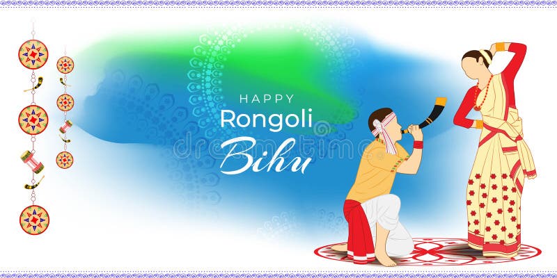 Vector Illustration of Happy Bihu. Stock Vector - Illustration of dhol ...