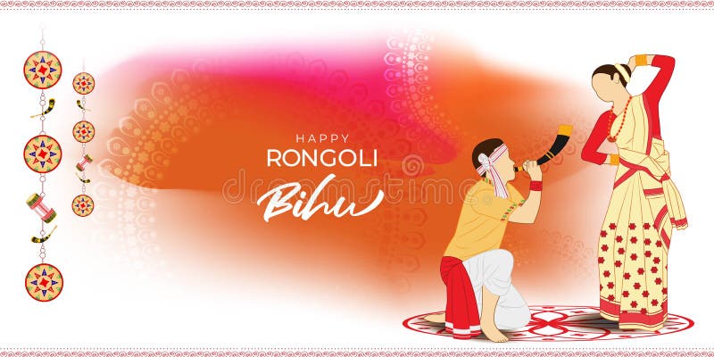 Vector Illustration of Happy Bihu. Stock Vector - Illustration of bihu ...