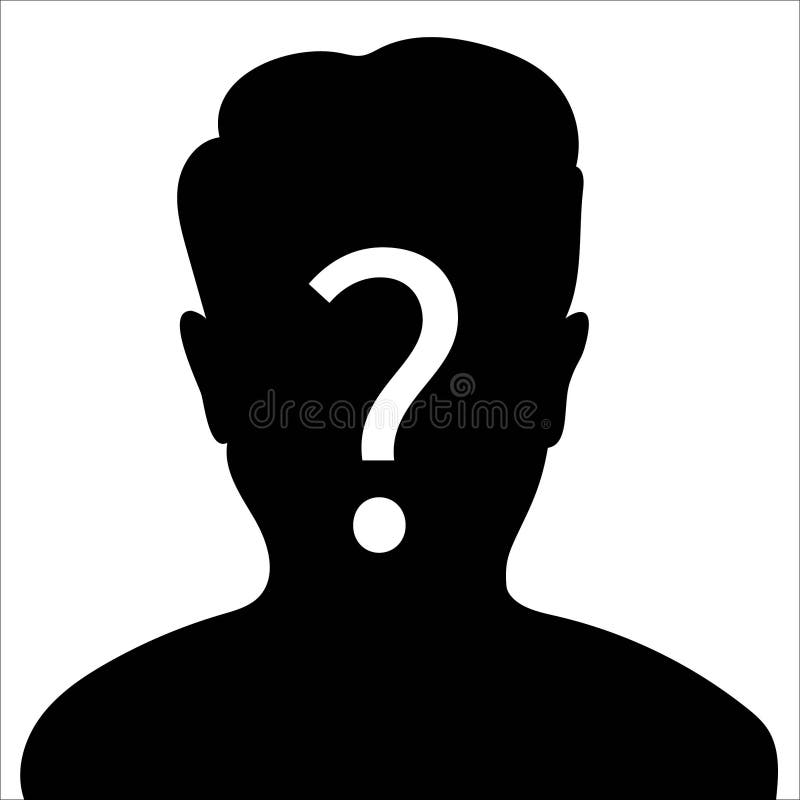 Male Silhouette Profile Picture with Question Mark on the Head. Stock ...