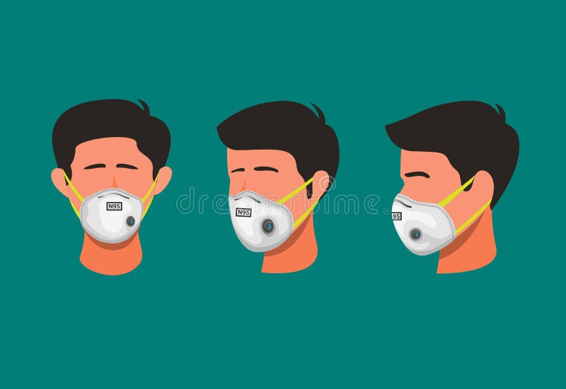 Illustration of Man Wear N95 Respirator Face Mask Protection from Virus ...