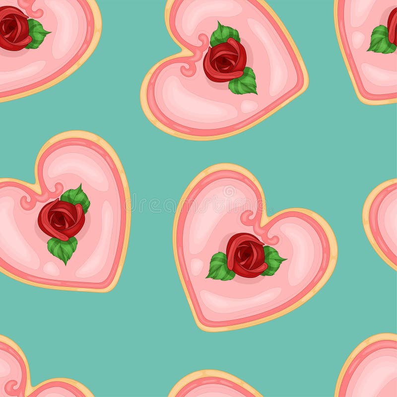 Colorful Cartoon Pink Heart with Rose Flower for Valentine`s Day ...