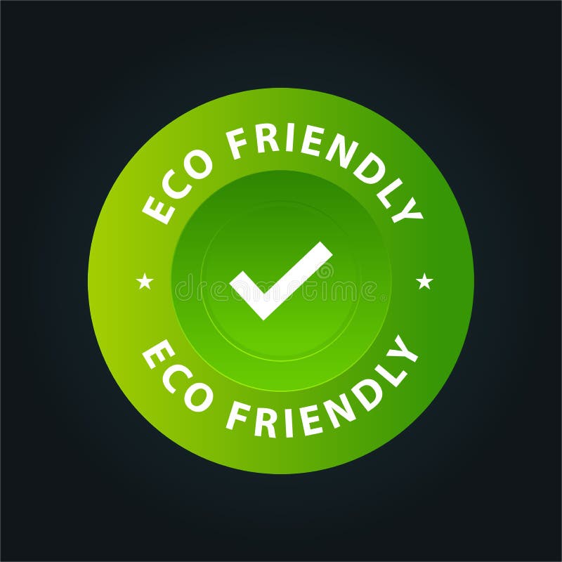 Eco Friendly Vector Stamp with Tick Mark Isolated on Black Background ...
