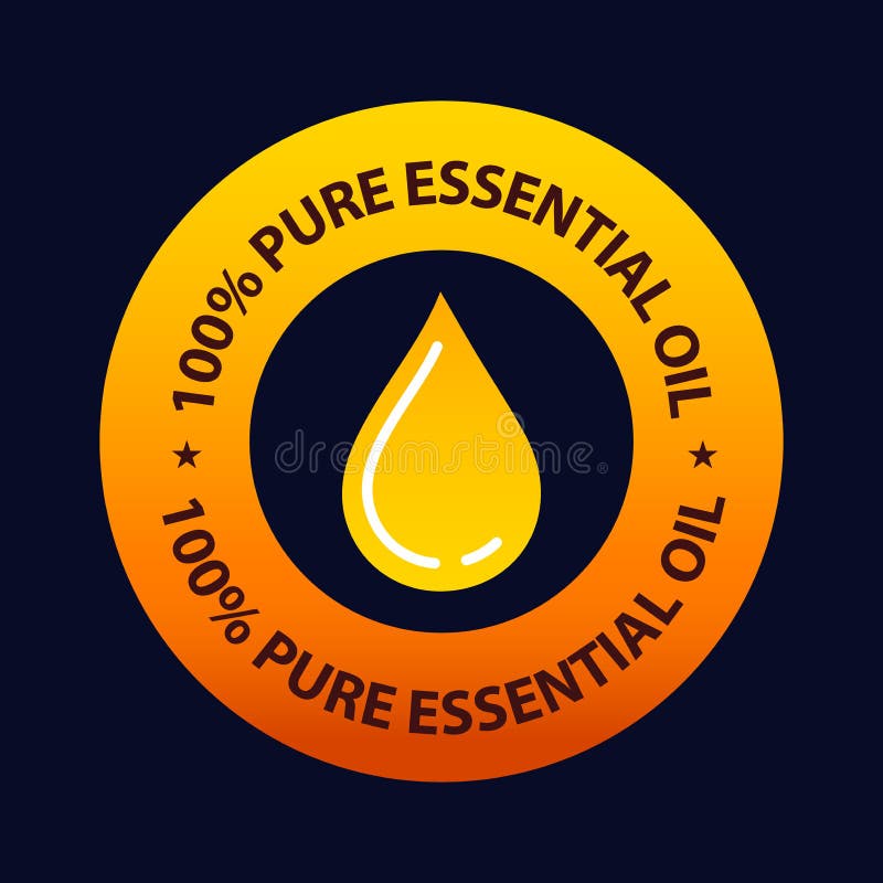 100 Pure Essential Oil Vector Icon with Oil Drop, Element Stock Vector ...
