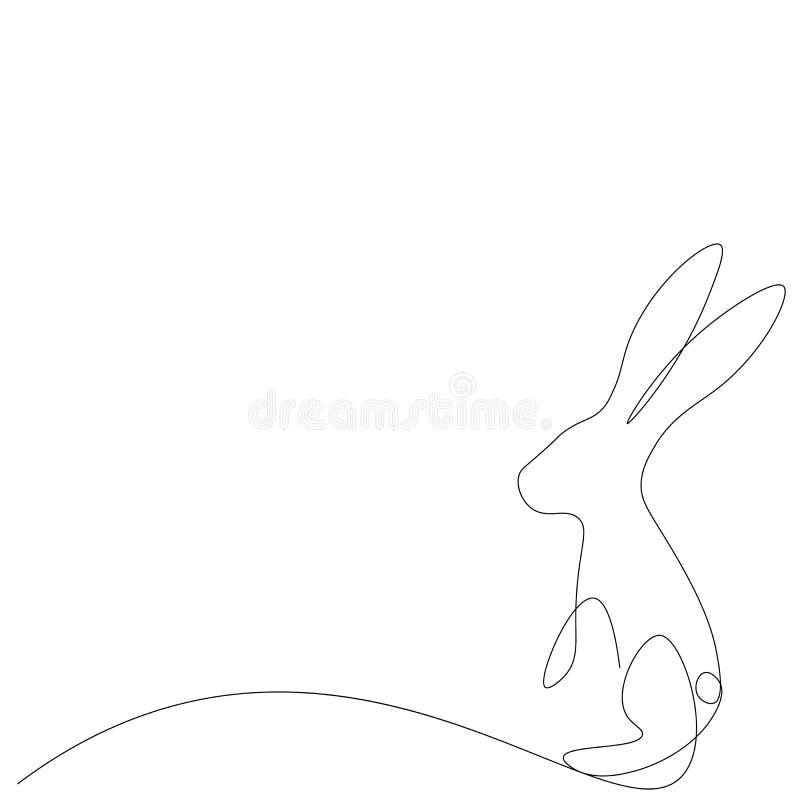 Bunny Isolated on White Background One Line Draw Stock Illustration ...