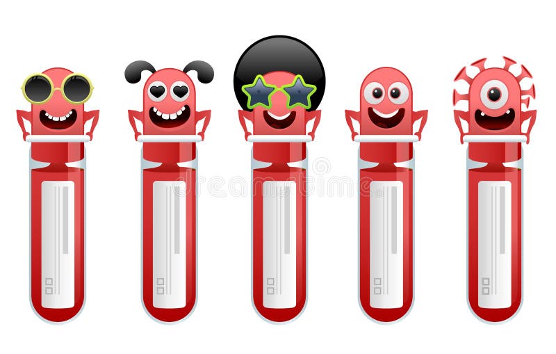 Blood Test Tube with Cartoon Characters. Stock Vector - Illustration of ...