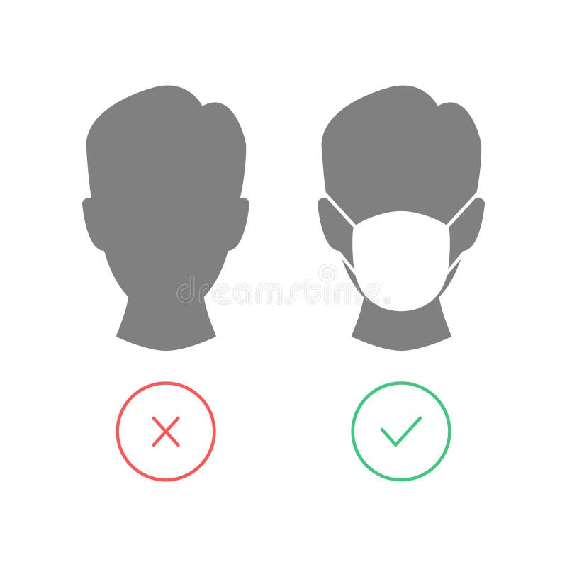 Men Head with Protective Mask. No Entry without Face Mask Icon Stock ...