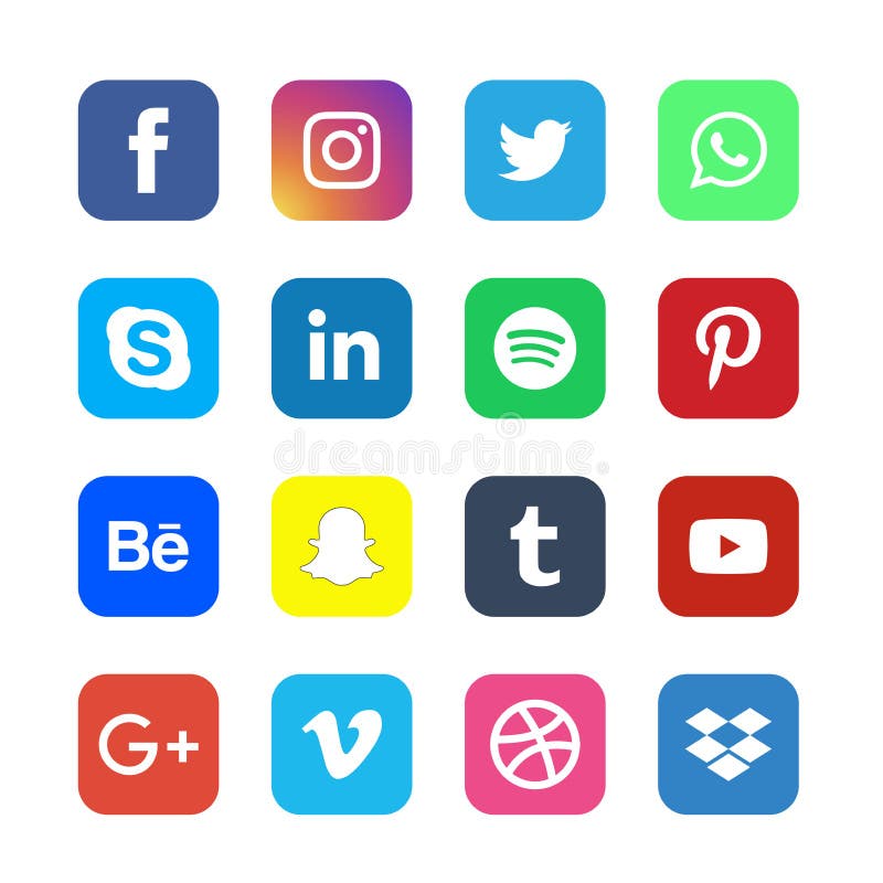 Colored Web and Mobile Application Icons and Social Media Icons ...