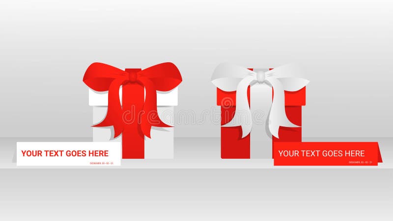 Beautiful Set Red and White Gift Box with Text Template Stock Vector ...