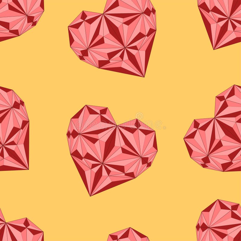 Cute Bright Graphic Gem Stone Heart Seamess Pattern Template for ...