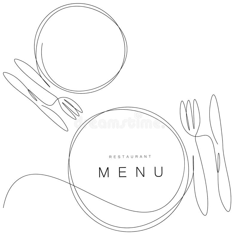 Restaurant Menu Background, One Line Draw Stock Illustration ...