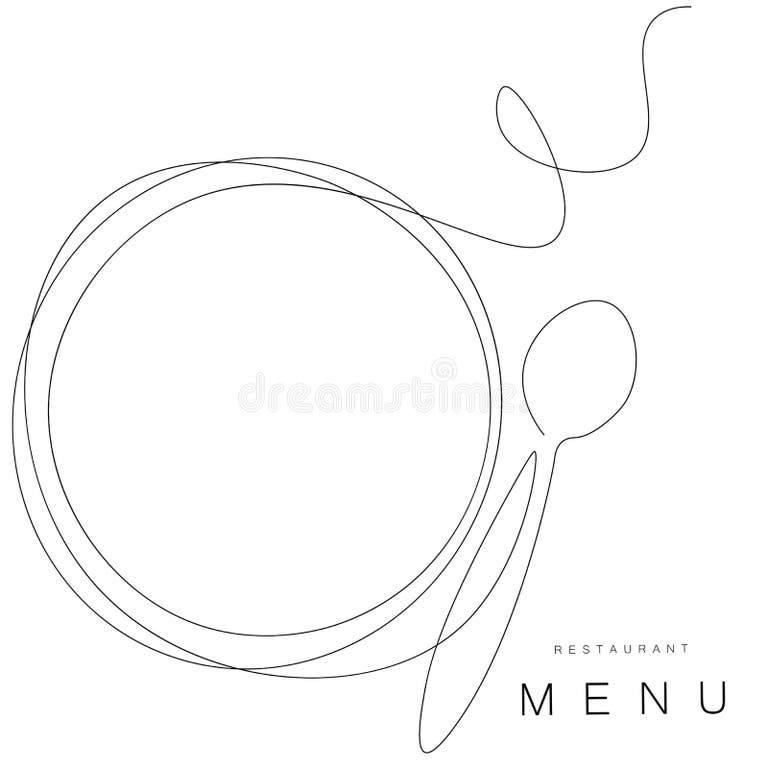 Restaurant Menu Background, One Line Draw Stock Illustration ...
