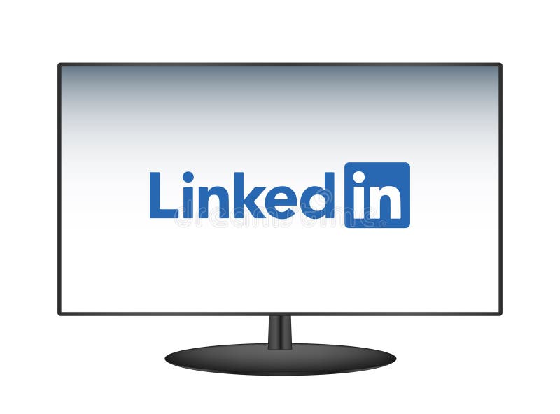 Linkedin Logo on a Monitor Screen, Vector Illustration Editorial Stock ...