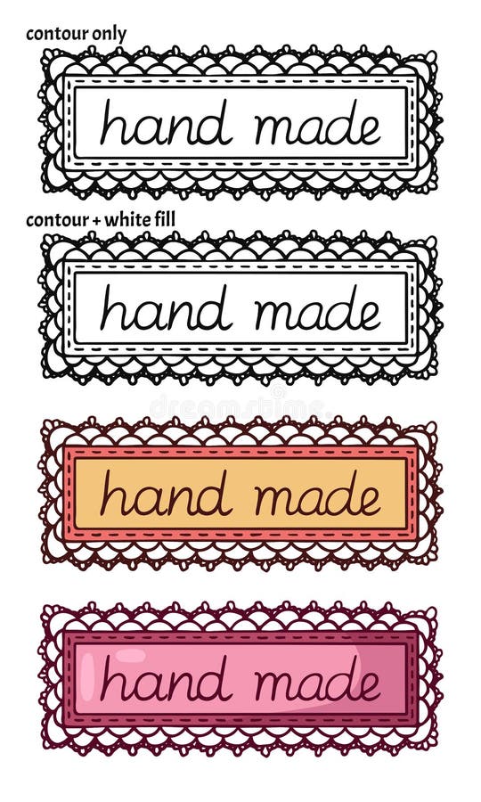 Set of Four Hand Drawn Logos or Labels with the Inscription `hand Made ...