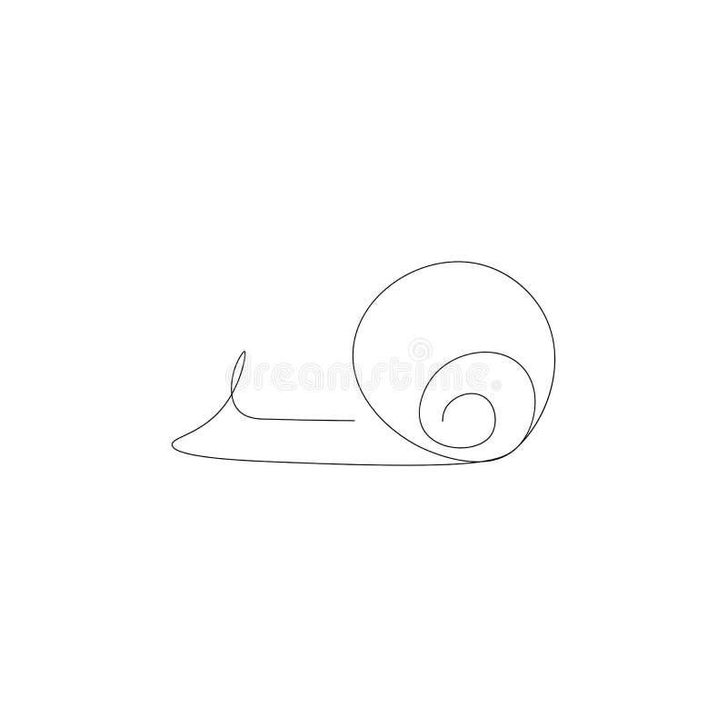 One Line Drawing Snail Animal Silhouette. Vector Illustration Stock ...