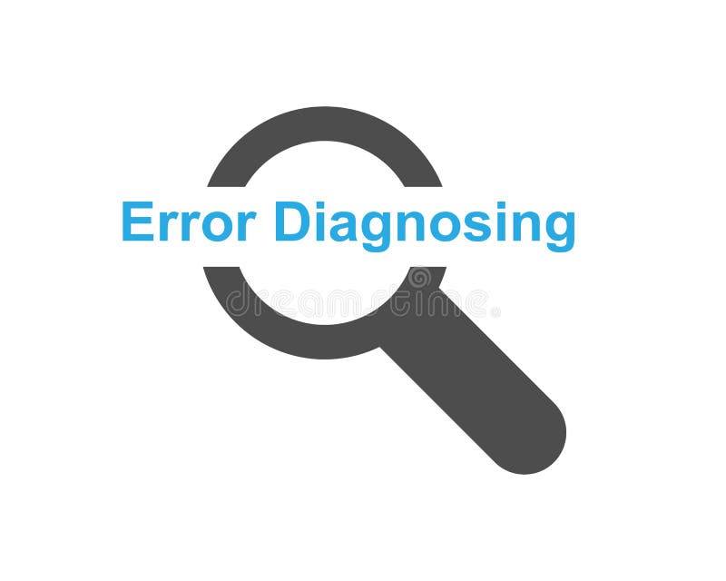 Error Diagnosing Text and Magnifying Glass Stock Vector - Illustration ...