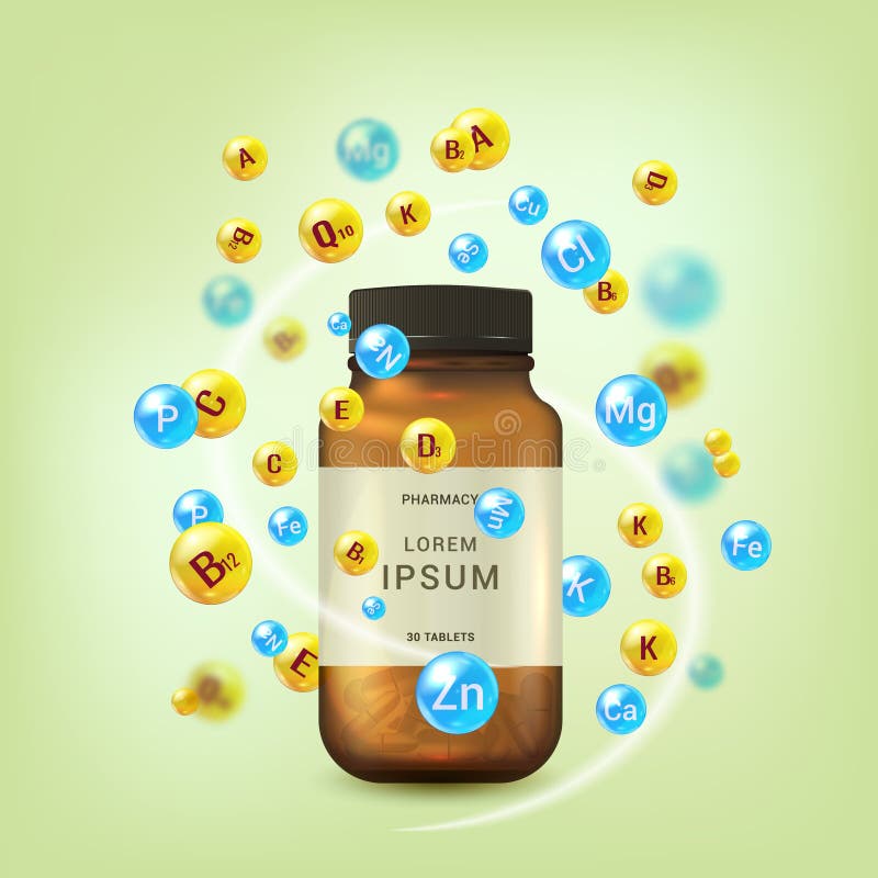 Multivitamins and Minerals Poster, Flyer Design Template. Multivitamins ...