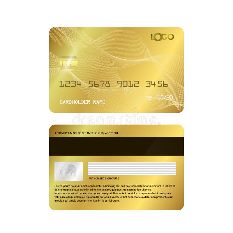 Detailed Template Design of Debit Card, Credit Card. Gold Banking Card ...