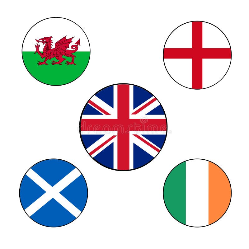 United Kingdom And Ireland Flag Vector Icon Set With Union Jack, Wales ...