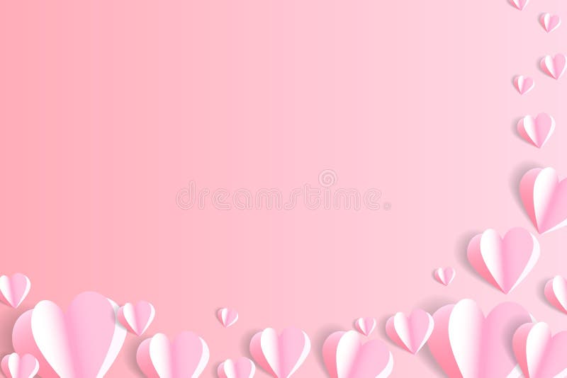 Greeting Card with Hearts. Paper Flying Elements on a Pink Background ...