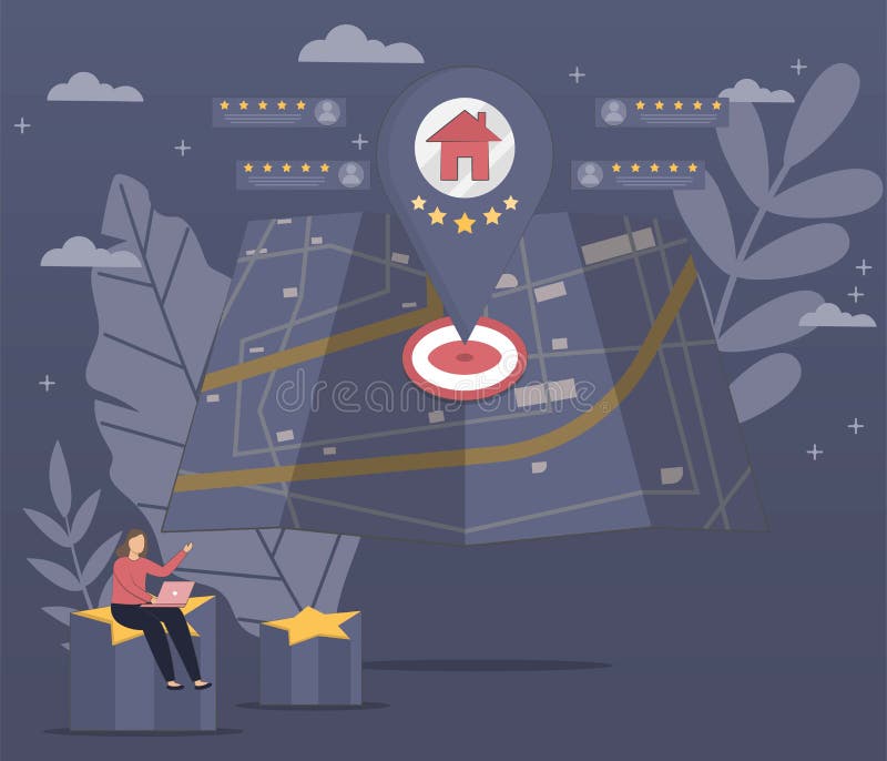 Flat Design Style Location Rating Vector Illustration. Stock Vector ...