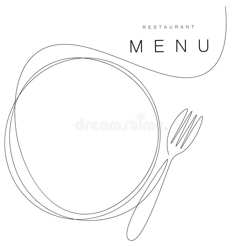 Menu Restaurant Background Plate and Fork Line Drawing, Vector ...