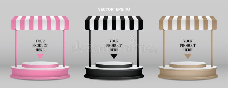Product Display Stand with Awning. Stock Vector - Illustration of booth ...