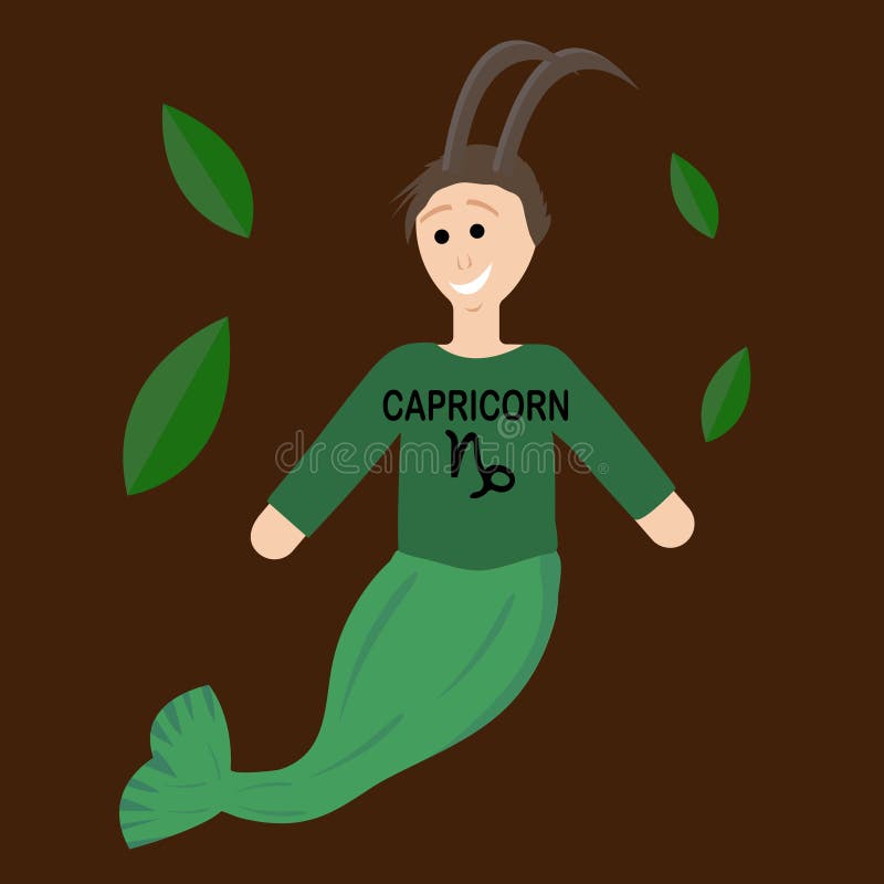 Capricorn Zodiac with Horns and Fish Tail Stock Vector - Illustration ...