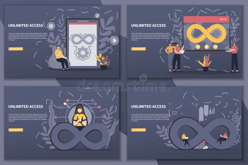 Flat Style Design Unlimited Access Concept Landing Page Stock ...