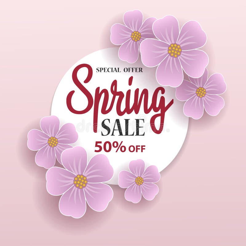 Spring Sale Background with a Beautiful Colorful Flower. Vector ...