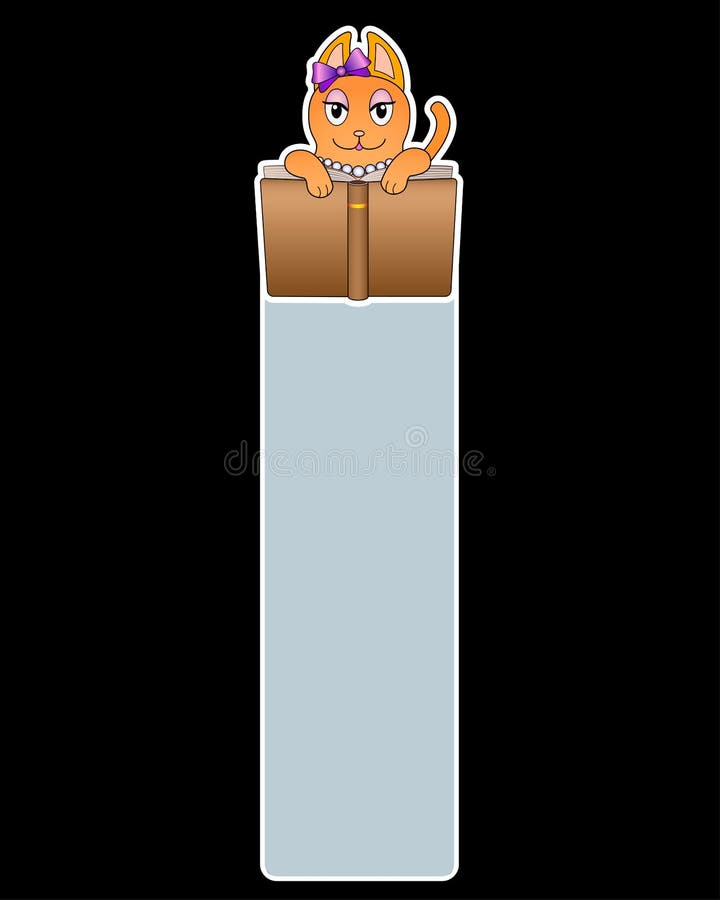 Bookmark for a Book with a Ginger Cute Cat Reading a Book - Vector Full ...