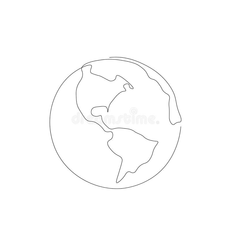World Globe Continuous Line Drawing Vector Stock Vector - Illustration ...