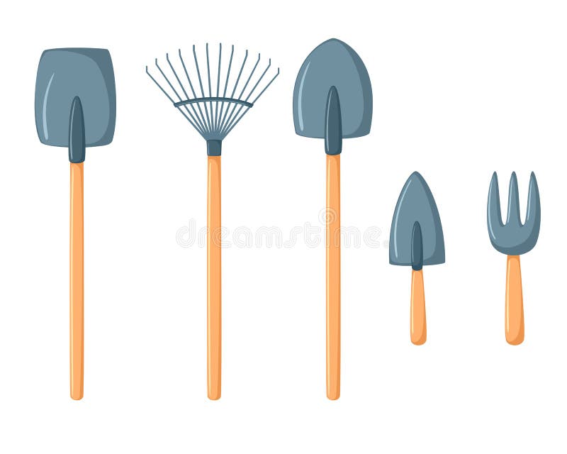 Vector Set of Tools for the Vegetable Garden. Collection of Rake ...