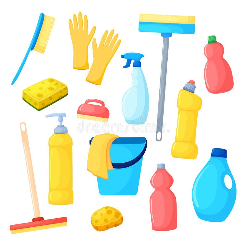 Vector Set of Products for Cleaning. Isolated on a White Background ...