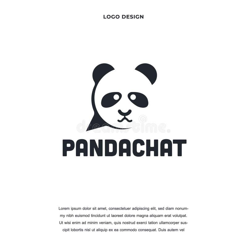 Panda Bear with Bubble Chat Silhouette Icon Logo Design Stock ...