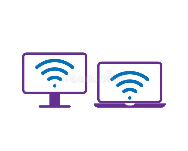 Android LCD Monitor is Connected with Laptop by Wi-Fi Stock Vector ...