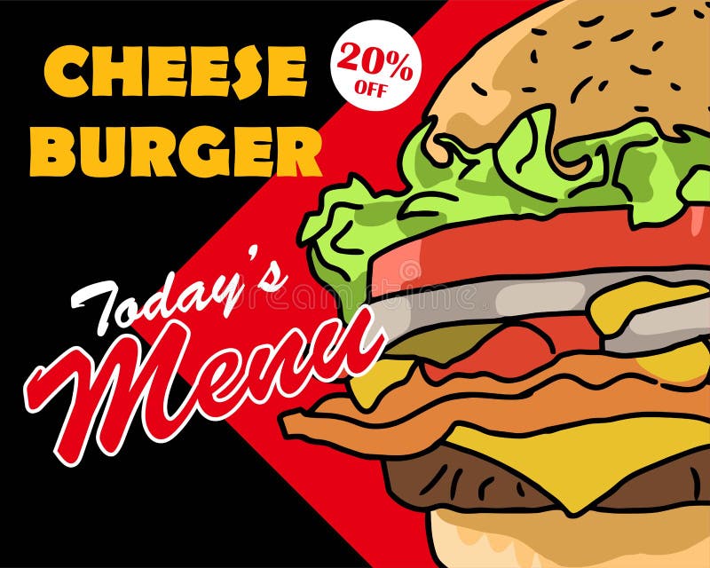 Burger Design Illustration. Use for Poster, Flyer, Banner, Advertising ...