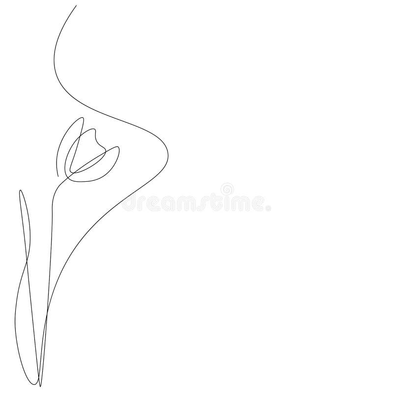 Spring Flower Silhouette Line Drawing, Vector Illustration Stock ...