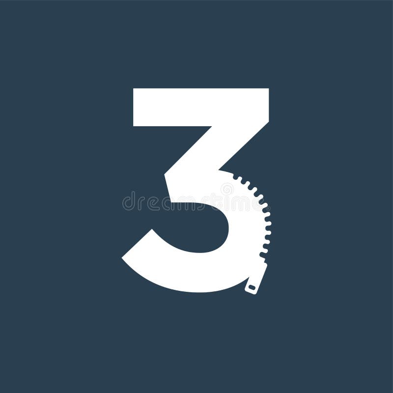 Number 3 Zipper Style Logo, Icon, or Symbol Template Design Stock ...