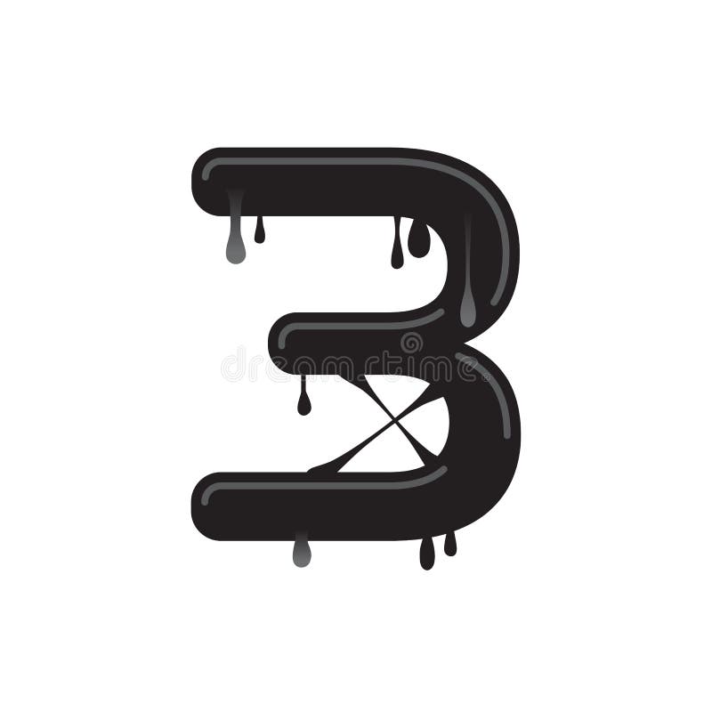 Number 3 Black Slime Logo, Icon, or Symbol Template Design Stock Vector ...