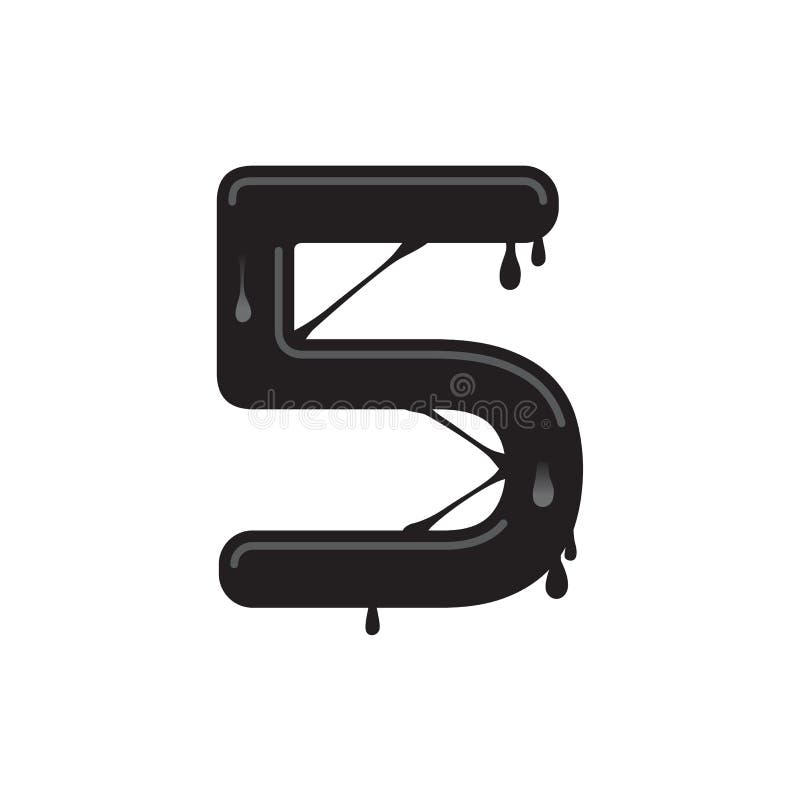 Number 5 Black Slime Logo, Icon, or Symbol Template Design Stock Vector ...