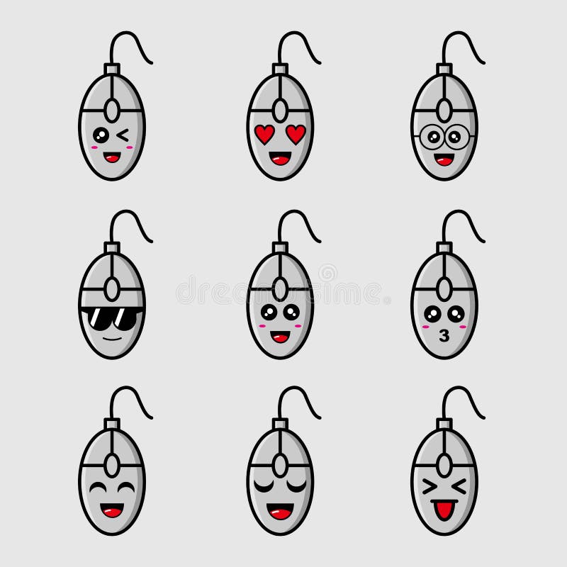 Set of Mouse Icon with Different Expression Stock Vector - Illustration ...