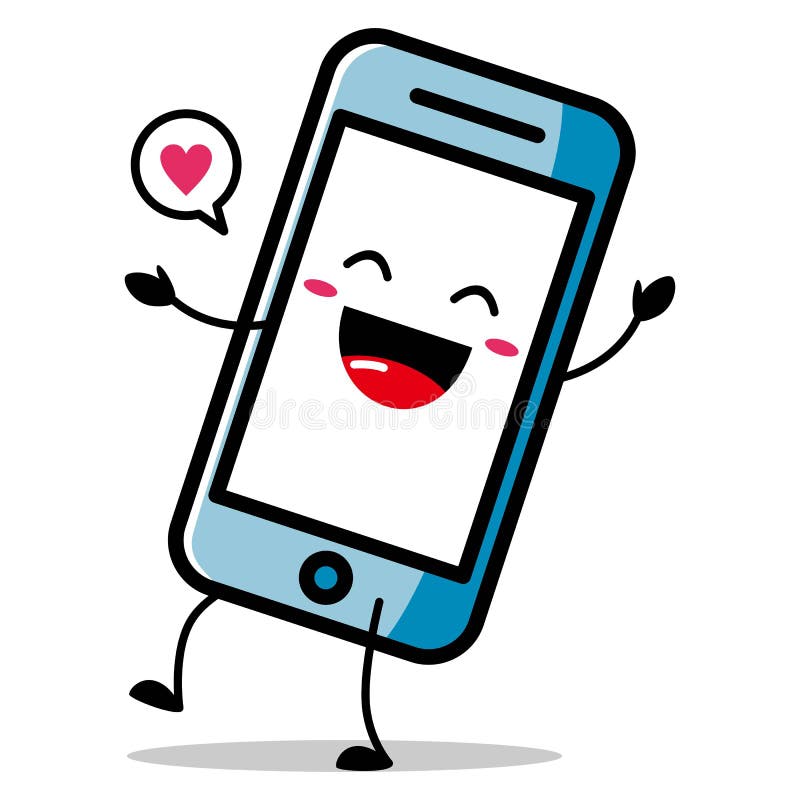Cute Phone Mascot Vector Design Stock Vector - Illustration of cartoon ...