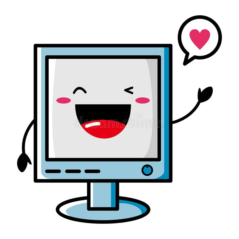 Cute Computer Monitor Screeen Technology Stock Vector - Illustration of ...