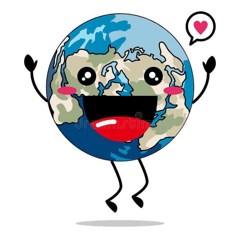 Cute Earth Mascot Vector Illustration Stock Vector - Illustration of ...